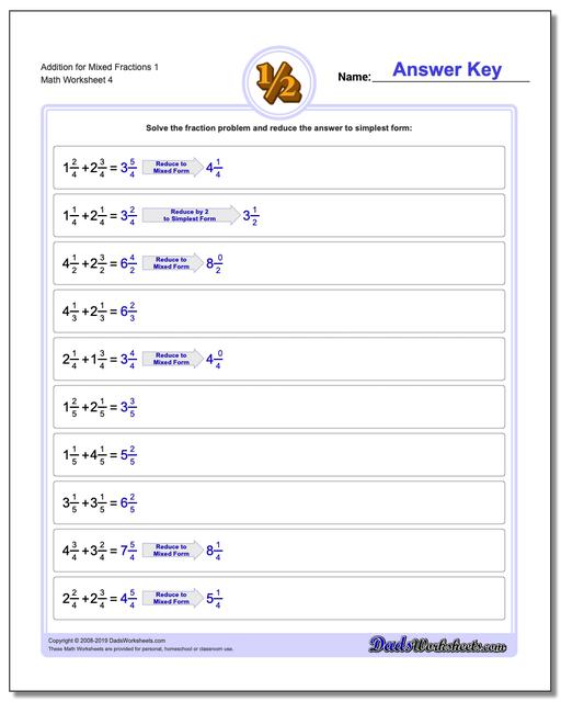 Adding Mixed Fractions with a Common Denominator