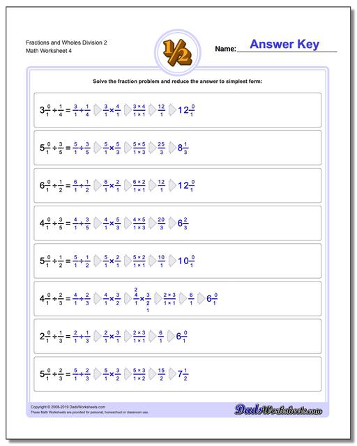Dividing Fractions: Fraction and Wholes Division