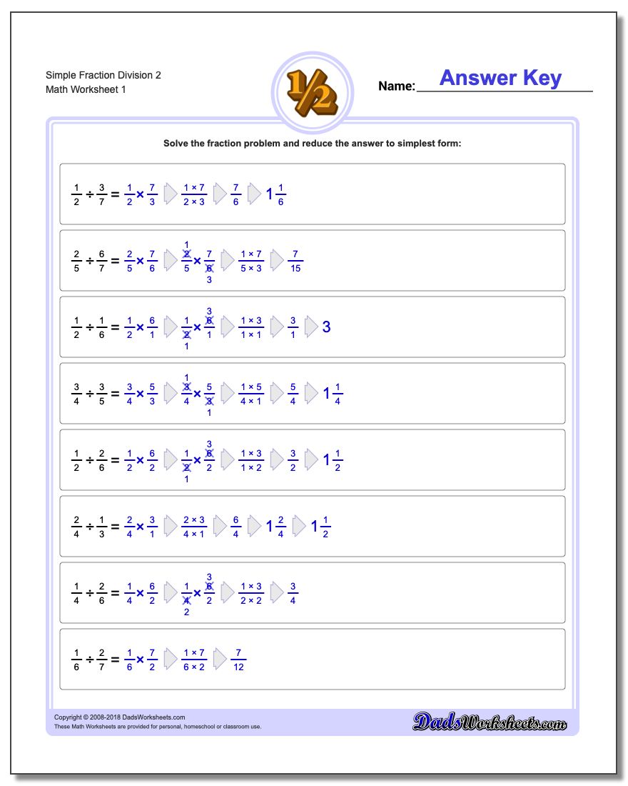 Division Of Fraction Worksheet