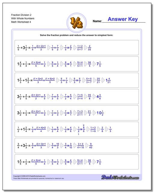 Dividing Fractions: Fraction Division with Wholes