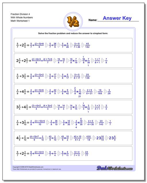 Dividing Fractions: Fraction Division with Wholes