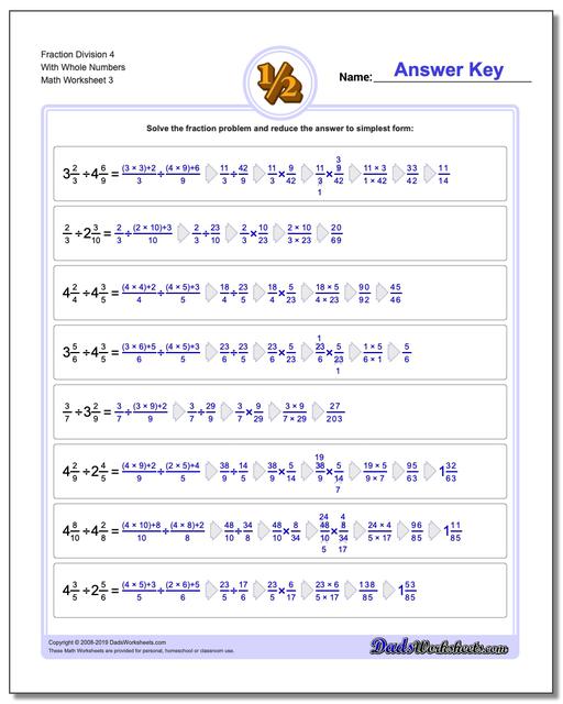 Dividing Fractions: Fraction Division with Wholes
