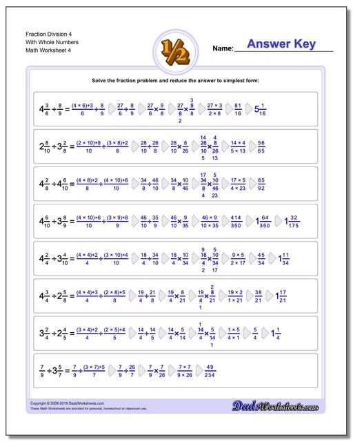Dividing Fractions: Fraction Division with Wholes