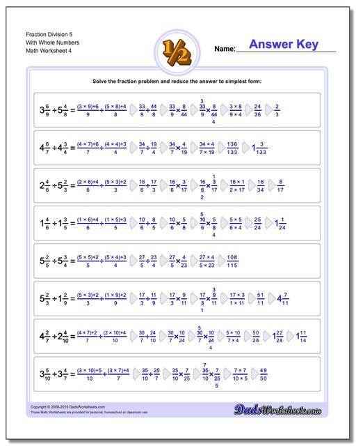 Dividing Fractions: Fraction Division with Wholes
