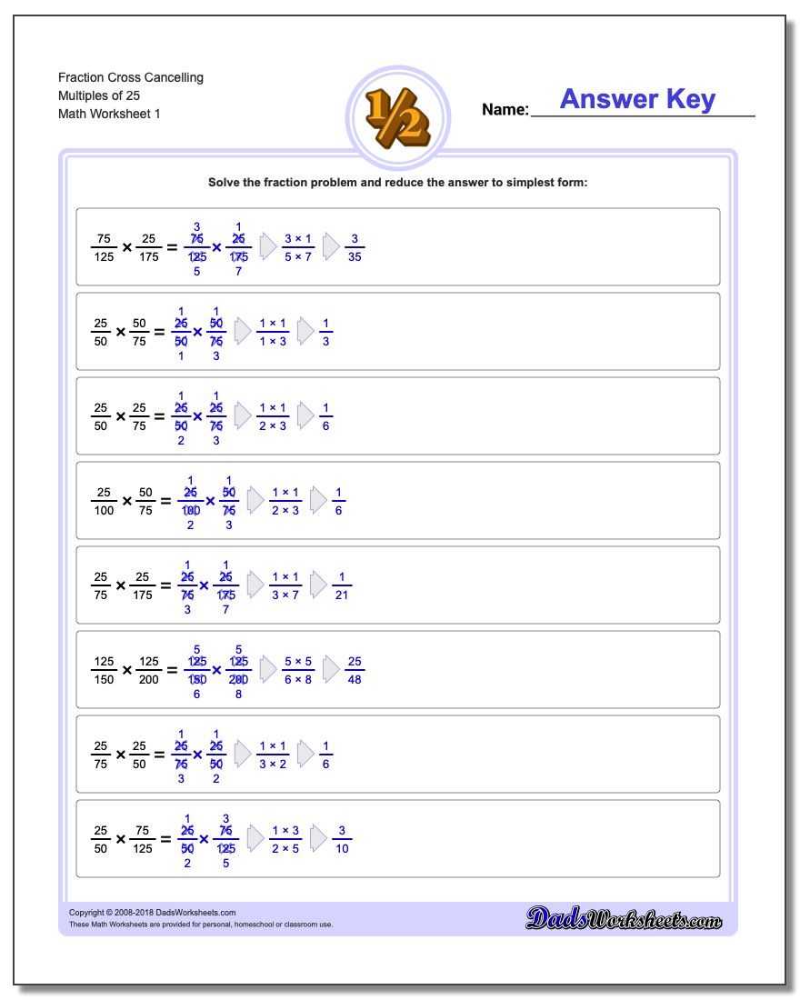 Fraction Multiplication Cross Cancelling Workouts