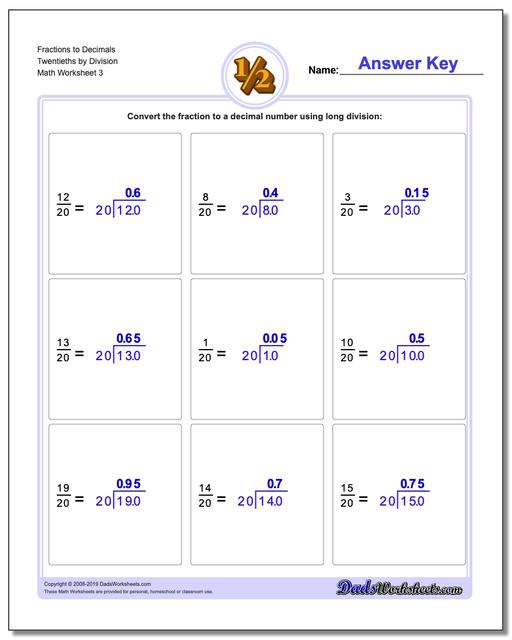 Fractions as Decimals: Fraction to Decimals by Division