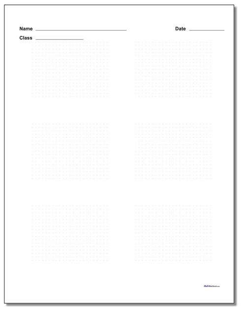 Math Worksheets: Graph Paper: Graph Paper: Six Problem Coordinate Plane ...