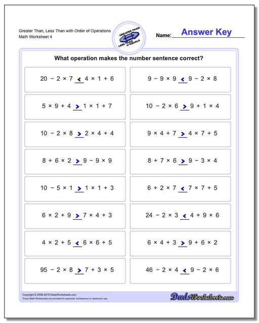 Greater Than and Less Than: Greater Than and Less With Simple Operations