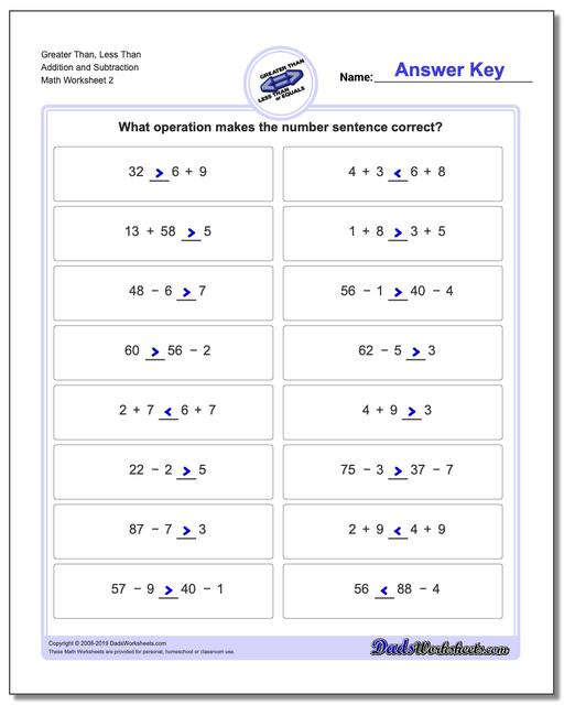 Greater Than and Less Than: Greater Than and Less With Simple Operations