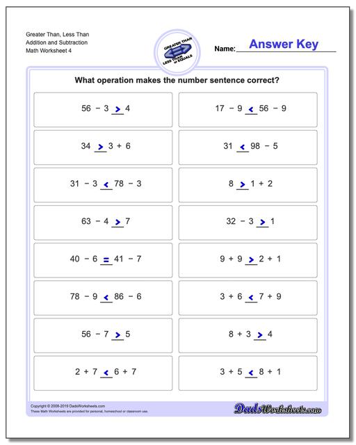 Greater Than and Less Than: Greater Than and Less With Simple Operations