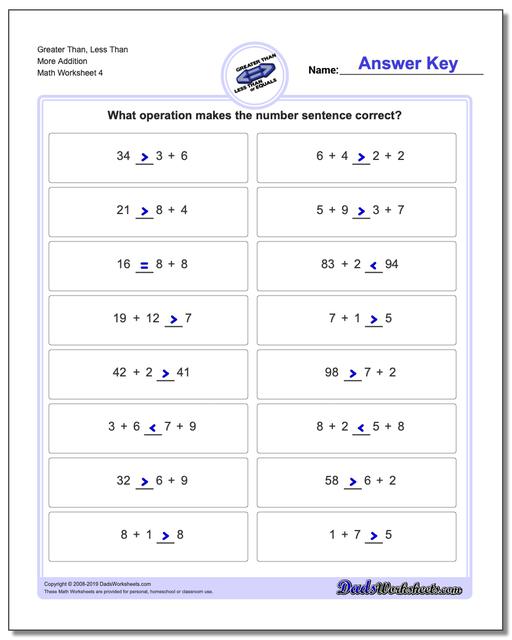 Greater Than and Less Than: Greater Than and Less With Simple Operations