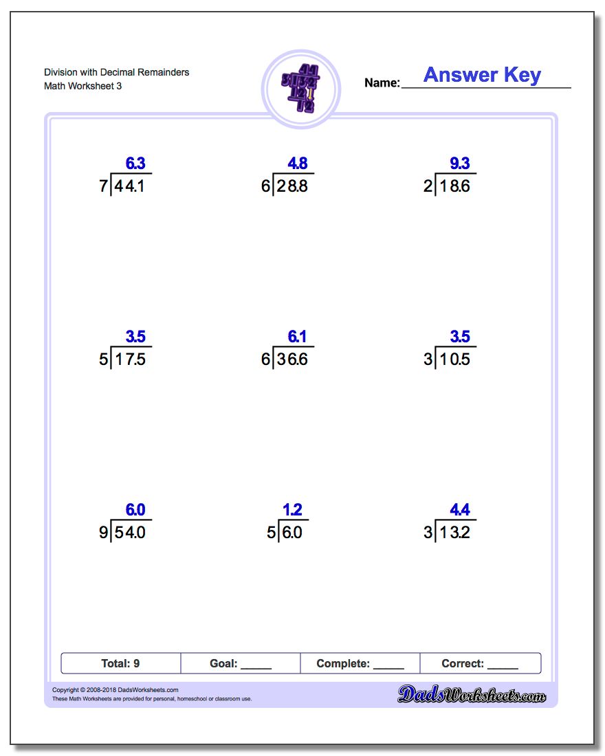 Division With Decimal Results