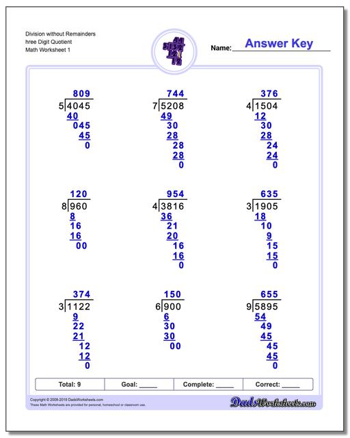 Long Division Worksheets Division Without Remainders Long Division Worksheets Division Without Remainders