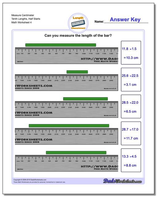 Metric Measurement: Measure Centimeters from Wholes and Half Centimeters