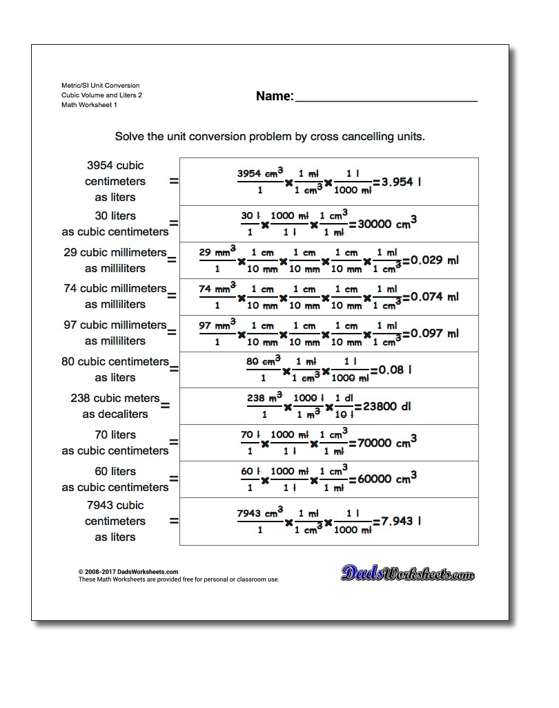 Cubic Centimeters To Liters