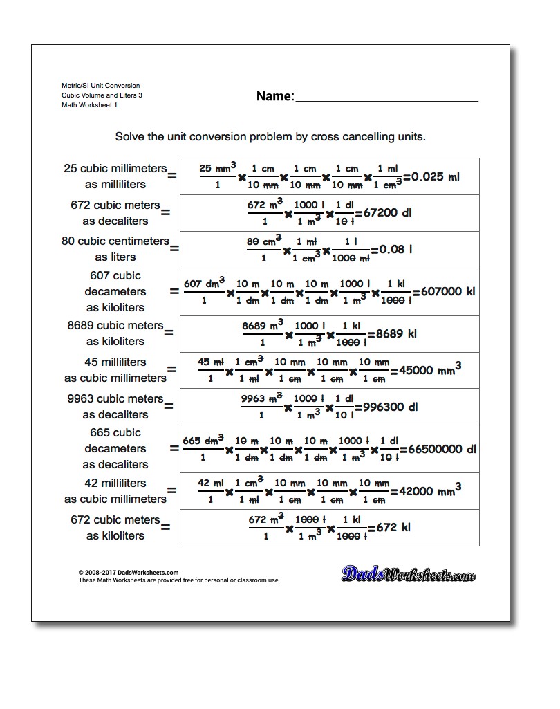 Cubic Centimeters To Liters