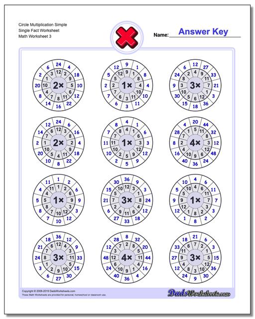 Multiplication Worksheets: Multiplication Fact Circles