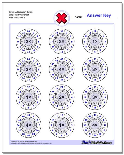 Multiplication Worksheets: Multiplication Fact Circles