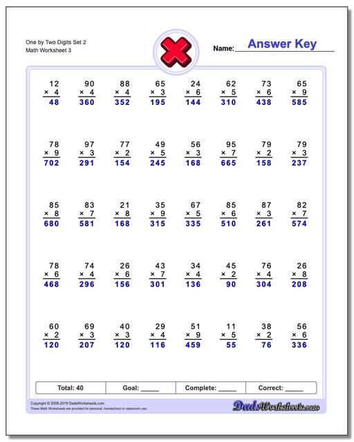 Multiplication Worksheets: Multiple Digit