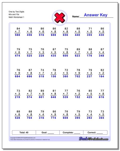 Multiplication Worksheets: Multiple Digit