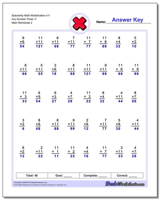 Multiplication Worksheets: Extended Spaceship Math