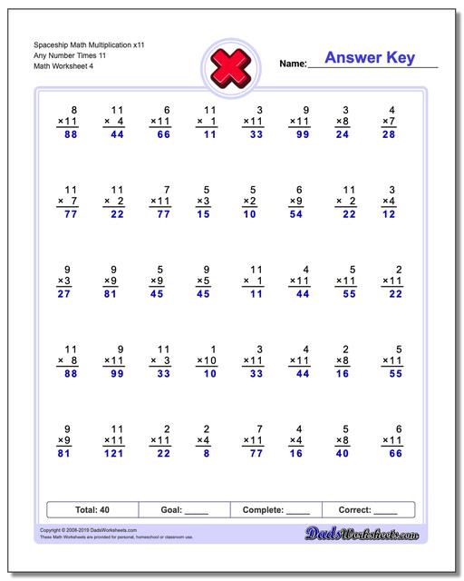 Multiplication Worksheets: Extended Spaceship Math