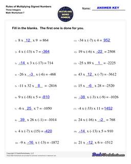 Multiplying Signed Numbers