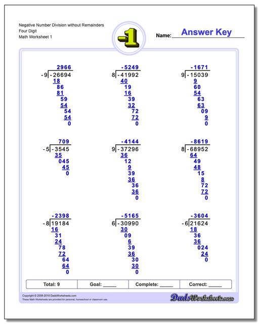 Long Division With Negative Numbers Long Division With Negative Numbers
