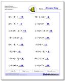Negative Numbers: Multiplication and Division Facts