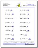 Negative Numbers: Multiplication and Division Facts
