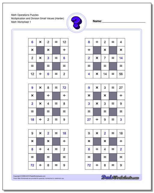 Number Grid Puzzles: Multiplication and Division with Missing Values ...