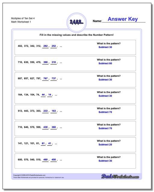 Number Patterns: Patterns with Multiples of Ten