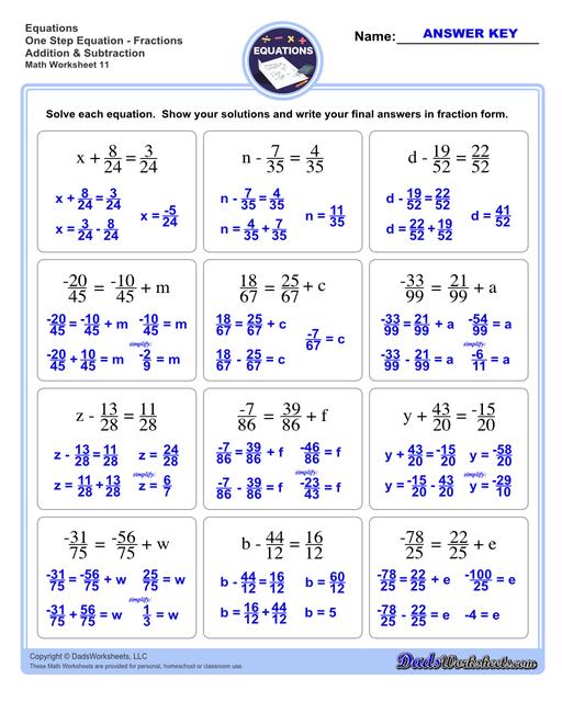 One Step Equations