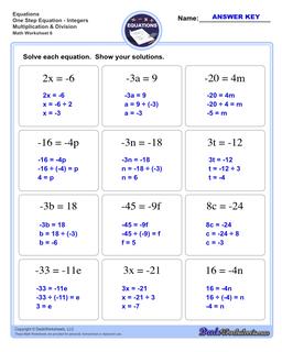 One Step Equations