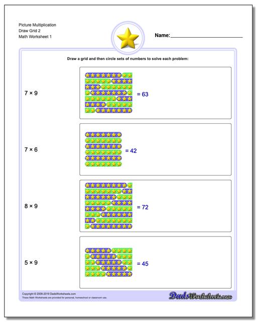 Picture Math Multiplication: Multiplication Draw Grid