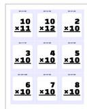 Multiplication by 10, 11, 12 Flash Cards