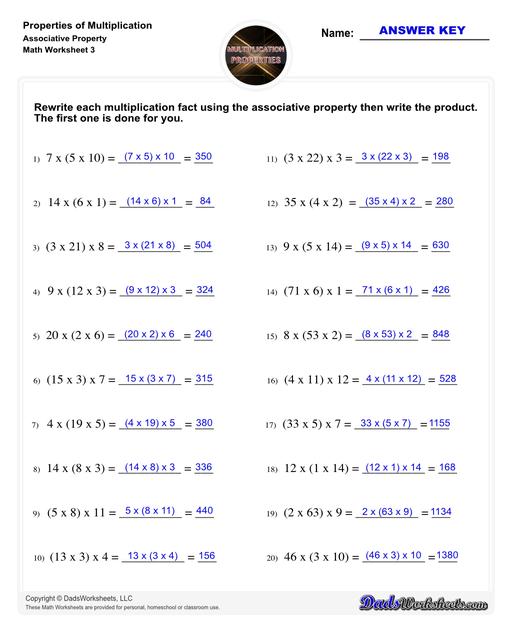 Properties Of Multiplication Properties Of Multiplication