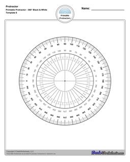 Math Worksheets: Angles with a Protractor : Printable Protractor Black ...