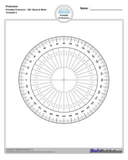 Math Worksheets: Angles with a Protractor : Printable Protractor Black ...