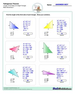 Pythagorean Theorem Worksheets