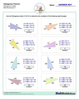 Pythagorean Theorem Worksheets