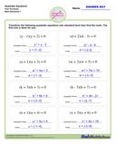 Quadratic Equations Worksheets