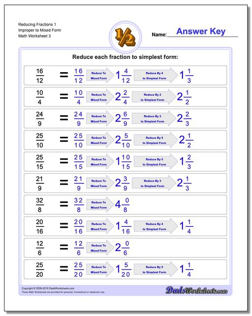 Reducing Fractions: Reducing Improper Fractions