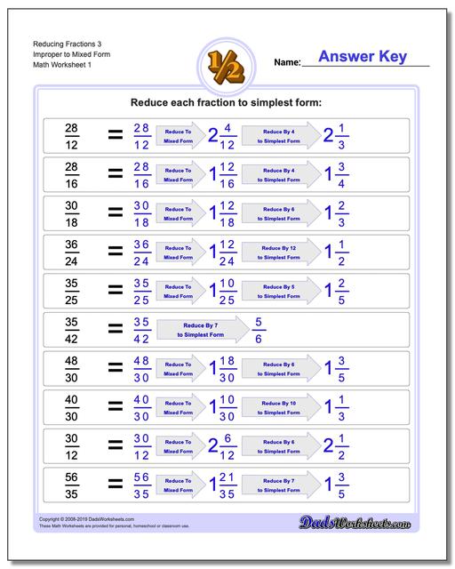 Reducing Fractions: Reducing Improper Fractions