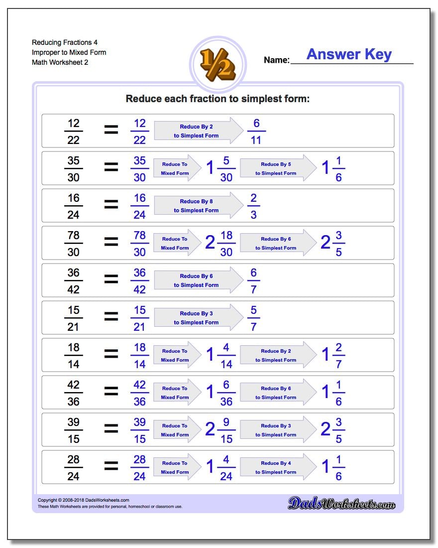 Reducing Improper Fractions