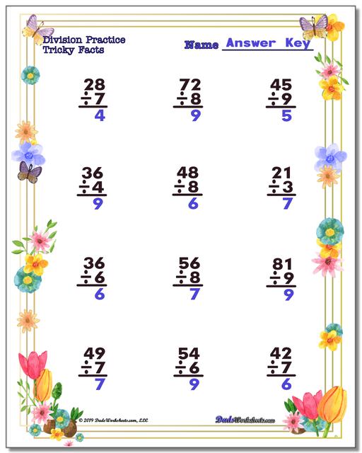 Math Worksheets: Spring: Spring Division Worksheets (Second Worksheet)