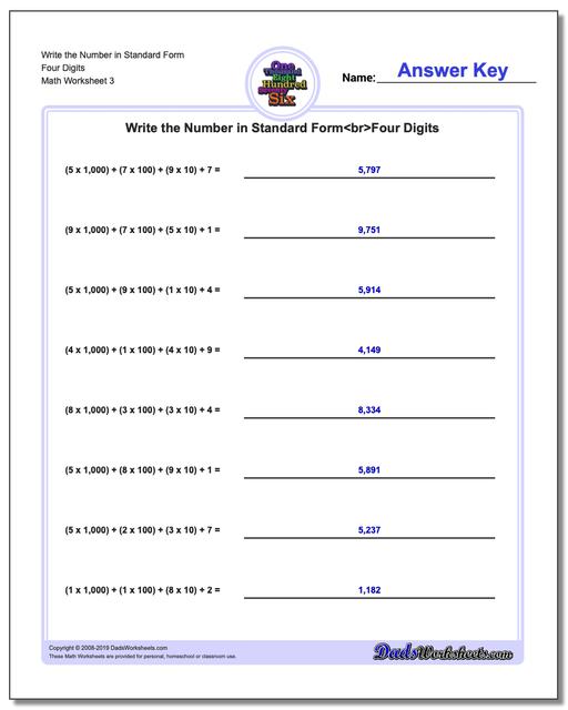 Standard, Expanded and Word Form: Write Expanded Place Value Form in ...
