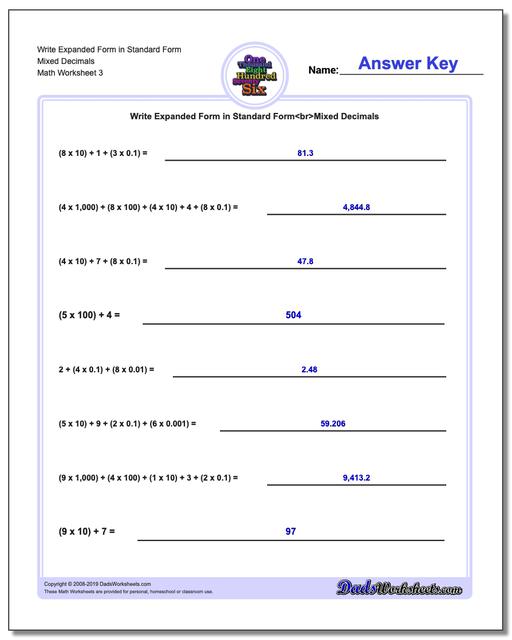 Expanded Place Value Form