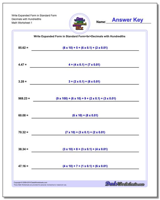 Standard, Expanded and Word Form: Write Numbers in Expanded Place Value ...
