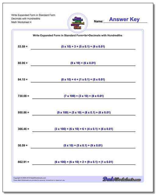 Standard, Expanded and Word Form: Write Numbers in Expanded Place Value ...